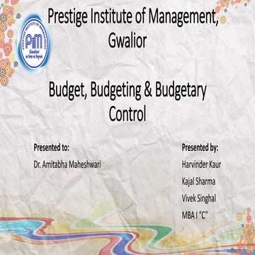 budget budgeting and budgetary control | PPTX