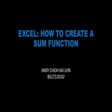 How To Create A Sum Function In Excel Ppt 7327
