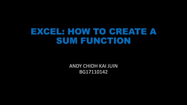 How To Create A Sum Function In Excel Ppt 7327