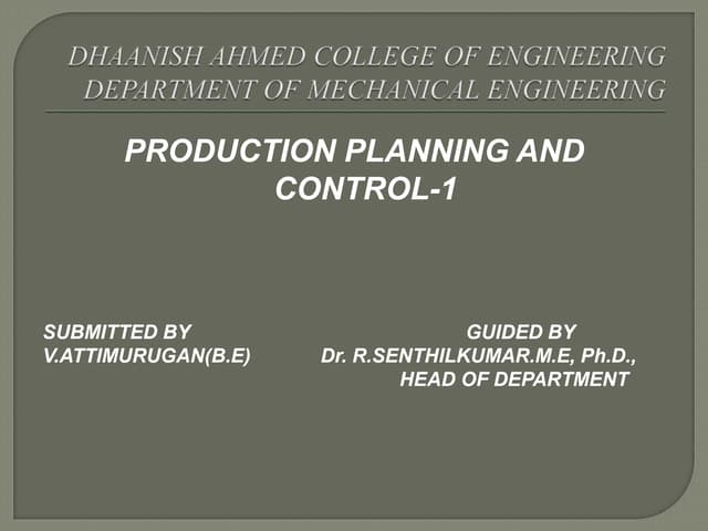 Production Planning and Control (Operations Management) | PPTX ...