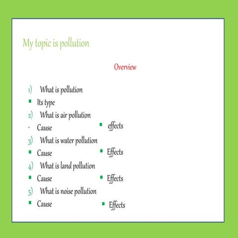 pollution effects, cause and solution | PPTX