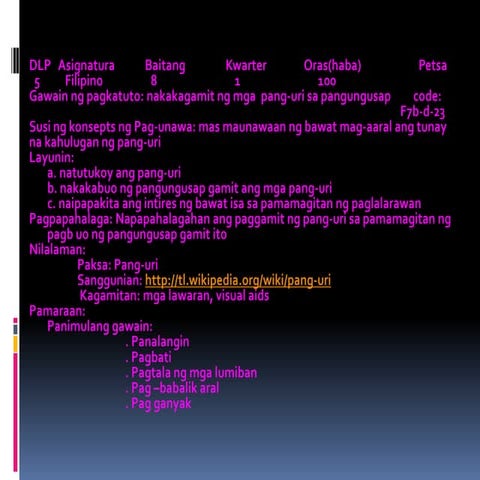 Banghay Aralin - Antas ng Pang-uri | DOCX