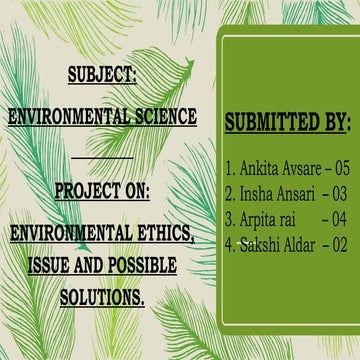 Envrironmental Ethics: issues and possible solution | PPTX