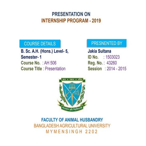 Animal Husbandry Internship Program Presentation | PPTX