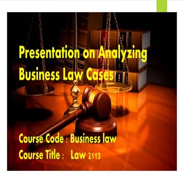 Analyzing Business Law Cases | PPT