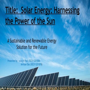 Solar Energy presentation ppt | PPTX