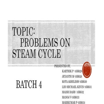 problems on steam cycle | PPTX