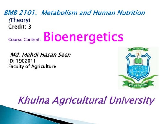 Bioenergetics (biochemistry) | PPTX | Biological Sciences | Science