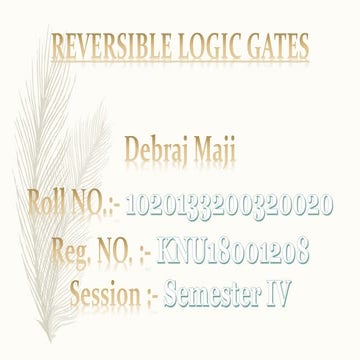 Reversible Logic Gate Pptx Programming Languages Computing