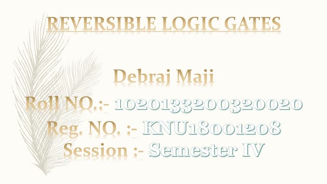 Reversible Logic Gate Pptx Programming Languages Computing
