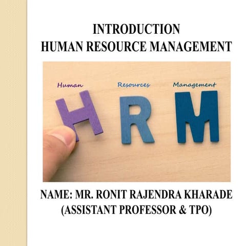INTRODUCTION TO HUMAN RESOURCE MANAGEMENT | PPTX