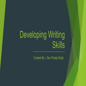 Developing Writing Skills 'English Project' | PPTX | Freelance Writing ...
