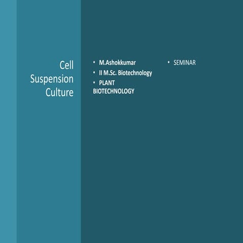 Cell suspension culture | PPTX