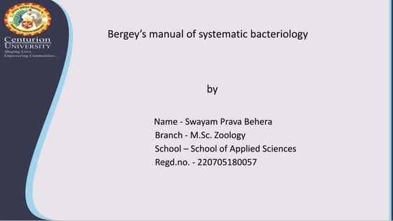 Bergey’s manual classificationBergey’s manual classification.pptx