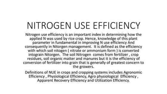 Nutrient use efficiency | PPTX