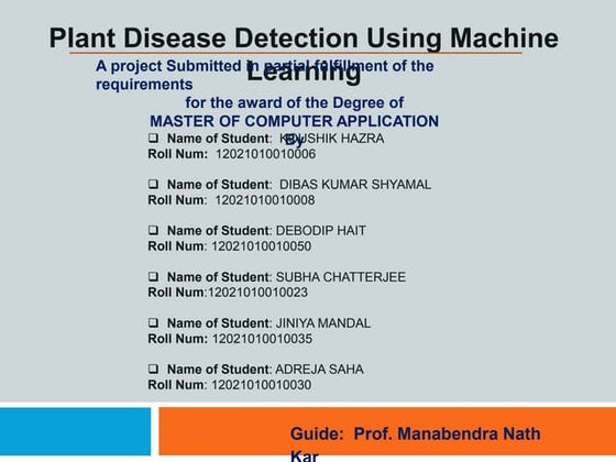 Plant Disease Detection Using Machine Learning Algorithm 1 Pptx