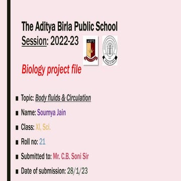 Class 11 project biology prect topic body fluid and circulation | PPTX