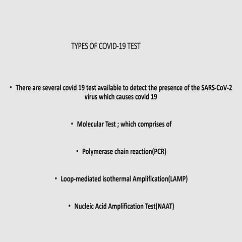 Types of. Covid 19 tests available in the diagnostics | PPTX