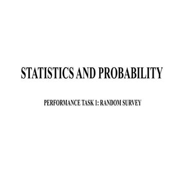 Statistics and Probability Random Survey | PPT