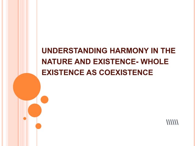 HUMAN VALUES AND ETHICS -ORDER OF NATURE AND THEIR INTERCONNECTEDNESS ...