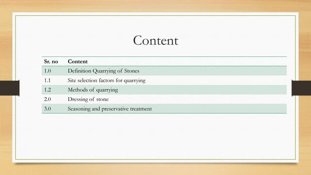 Stones dressing as a Building material and construction | PPTX