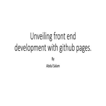 introduction to front-end development with github. | PPT