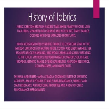 History of fabrics Uses and Application and importance | PPTX