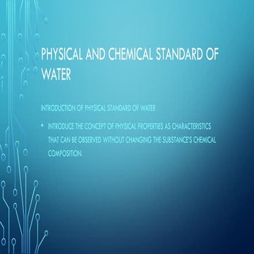 Physical and chemical standard of water for community health nursing | PPTX