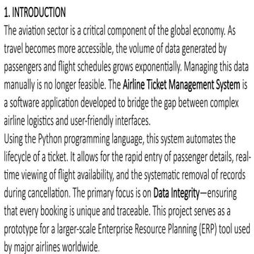 Ip airline project file, class 12, airline ticket management | PPTX