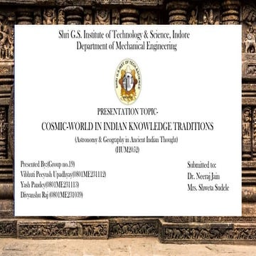 Exploring the Cosmic World in Indian Knowledge Traditions: Astronomy ...