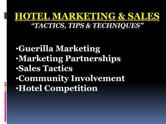 Sales and marketing in hotel industry | PPTX | Marketing and ...