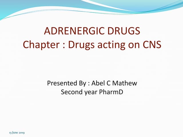 Adrenergic system and drugs | PPTX