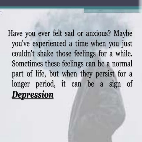 Depression ppt for presentation topic here | PPTX