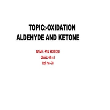 oxidation of aldehyde and ketone and mechanism | PDF