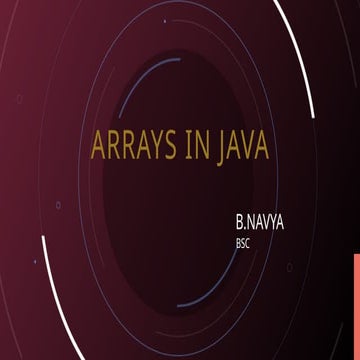 Arrays in JAVA PPT with syntax and example program | PPTX