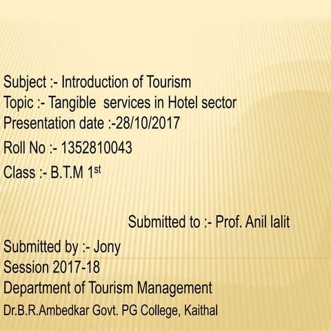 Tangible servicrs in hotel sector | PPTX