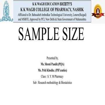 Research methodology and biostatistics - Sample size | PPTX