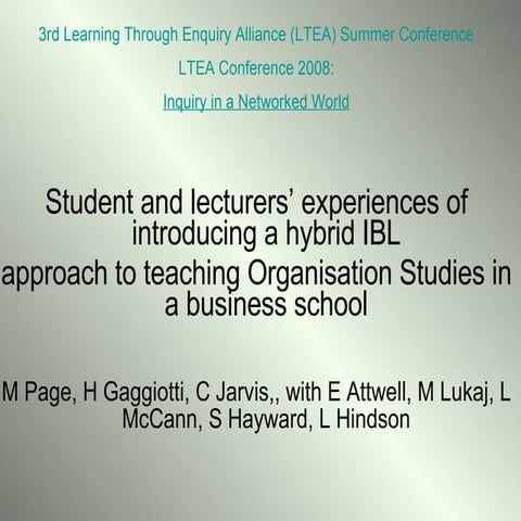 Hybrid IBL in Organisational Studies | PPT | Education industry ...