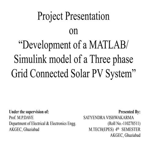 Three Phase Grid Connected Solar Pv System Ppt