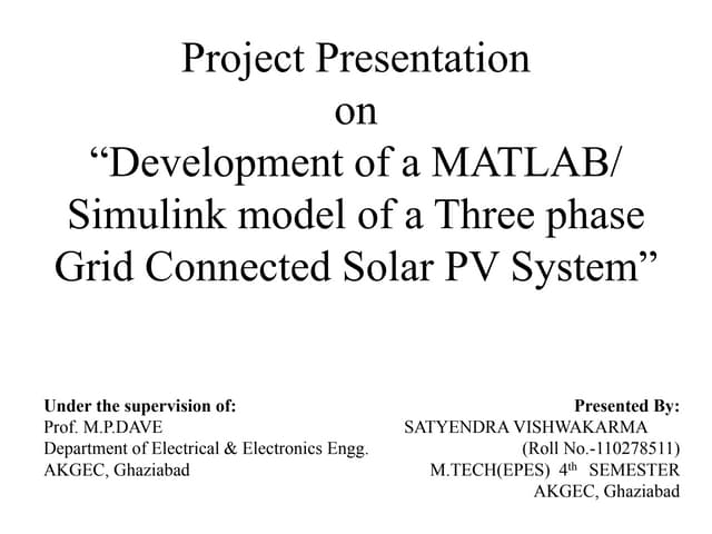 Three Phase Grid Connected Solar Pv System Ppt