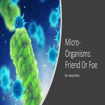 Micro-Organisms: Friend Or Foe Class 8 | PPT