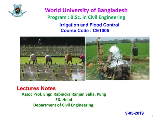 Lecture 7 Ce1005 Irrigation And Flood Control By Rabindra Ranjan Saha…