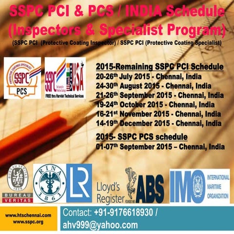 SSPC PCS & PCI schedule in INDIA-2015 | PPT