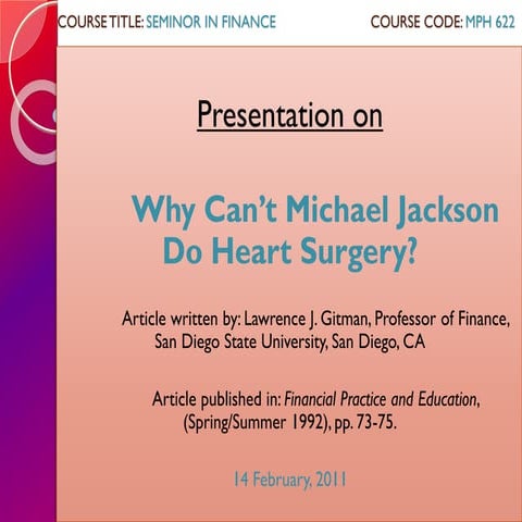 Why Can't Michael Jackson Do Heart Surgery? | PPTX