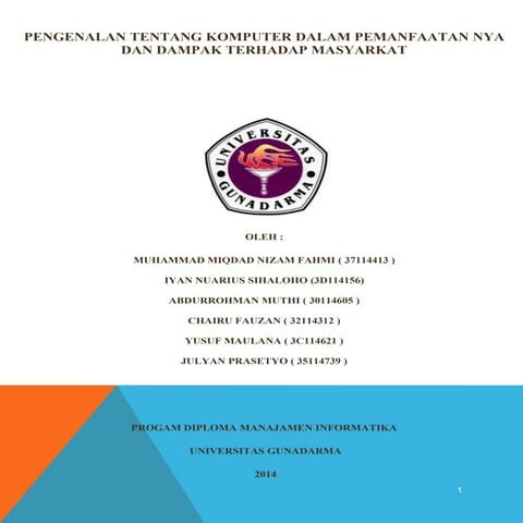 perkembangan komputer dan pengaruhnya terhadap masyarakat | PPTX