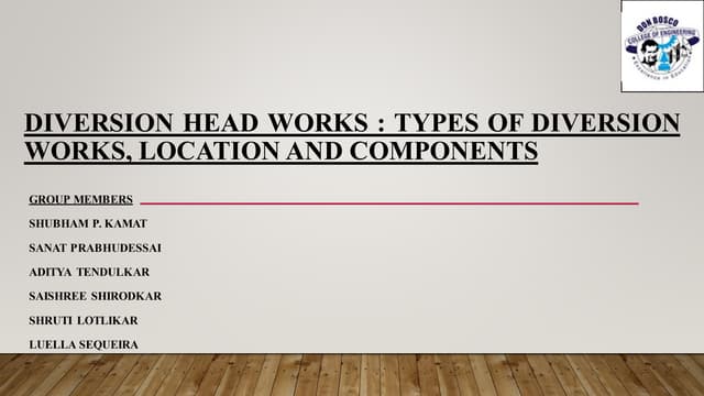 Intake works at diversion | PPT