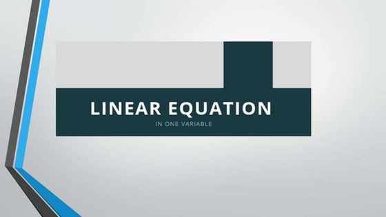 Linear equtions with one variable | PPT