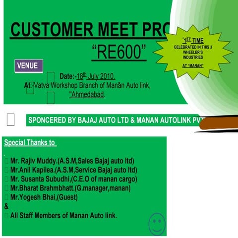 Presentation1 Of Customer Meet Programe Rectify | PDF