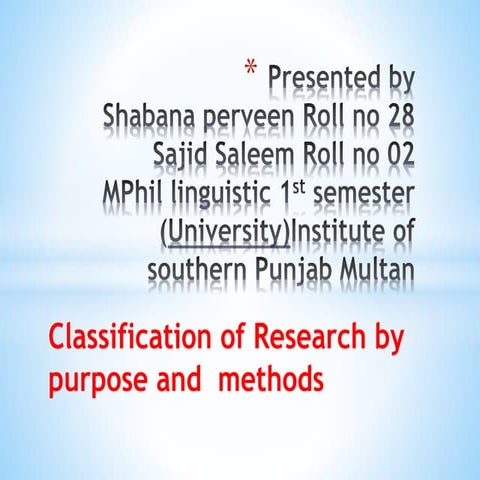 Research types and classification of research | PPTX