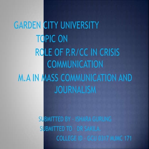 Presentation1 role of pr in cricis managment | PPTX